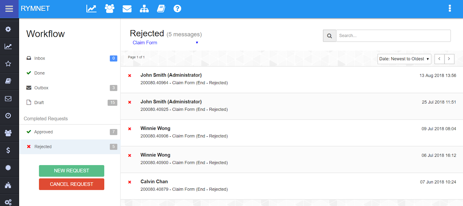 Rymnet HRMS - Claim Application