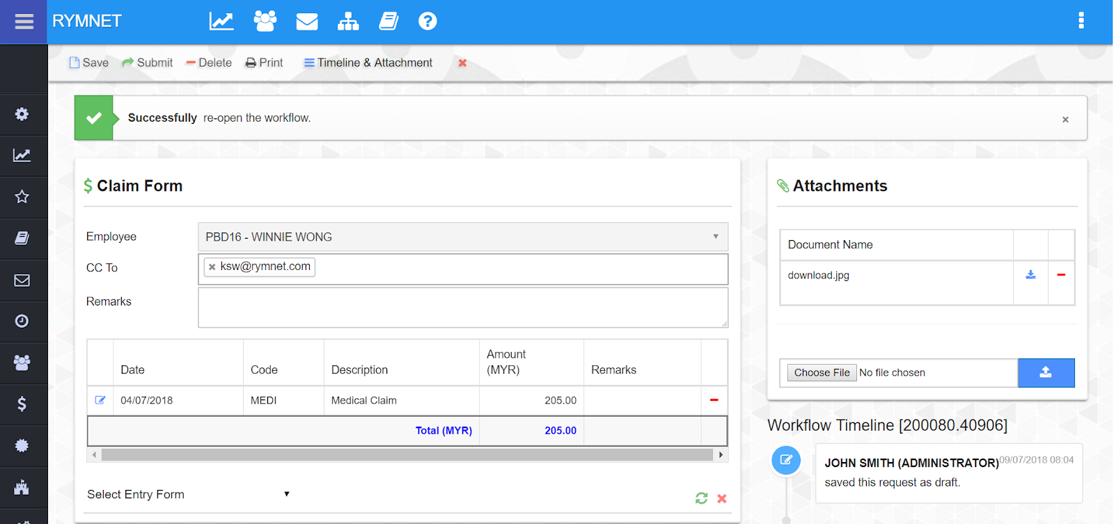 Rymnet HRMS - Claim Application
