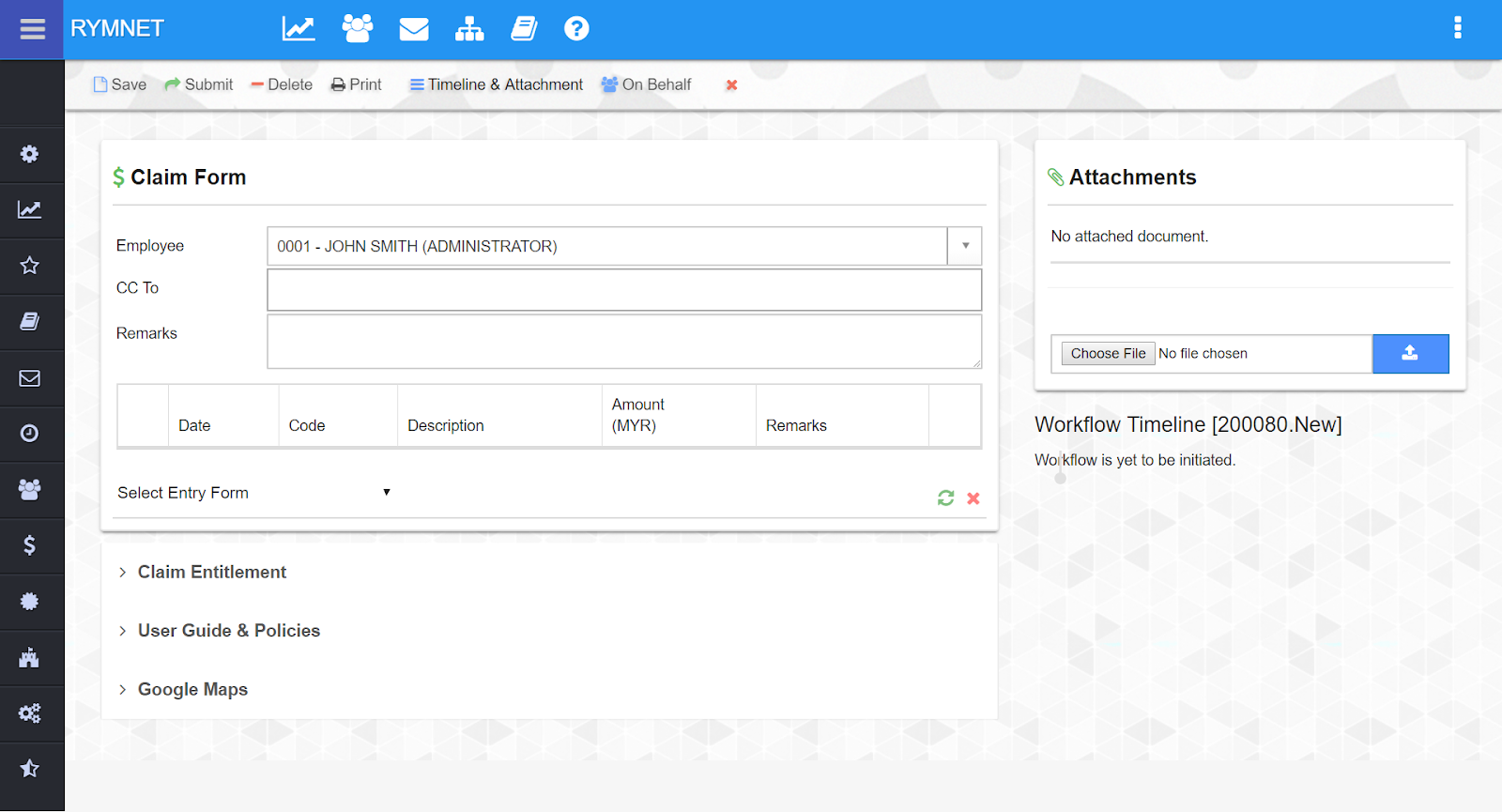 Rymnet HRMS - Claim Application