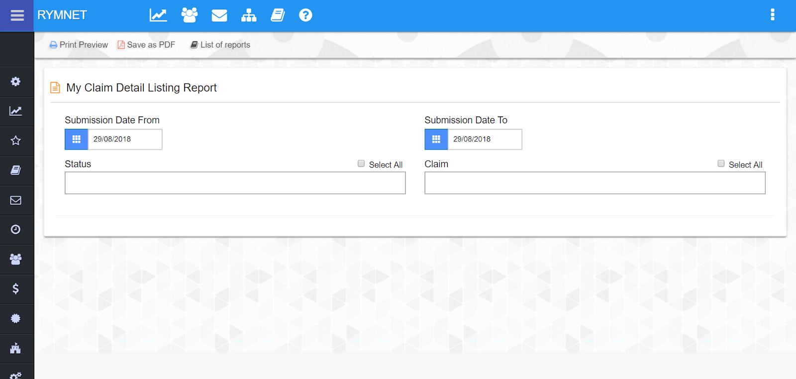 Rymnet HRMS - Claim Application