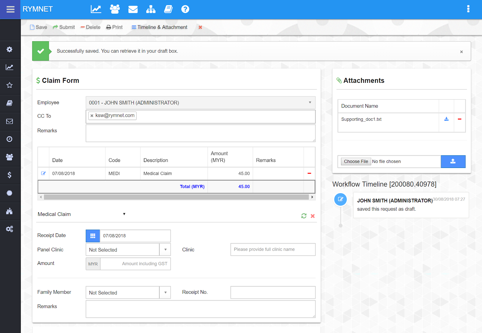 Rymnet HRMS - Claim Application