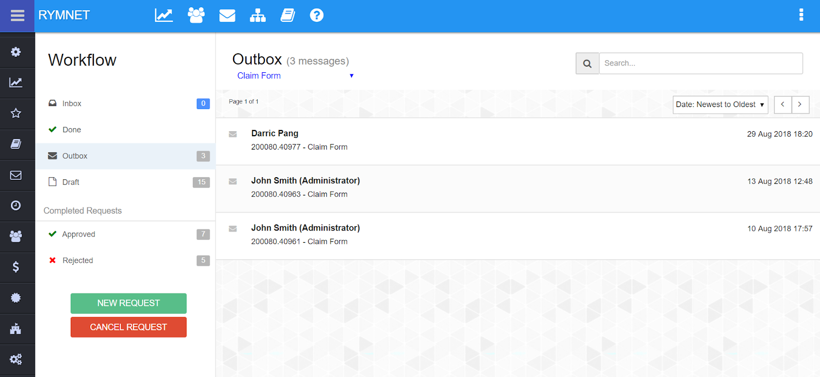 Rymnet HRMS - Claim Application